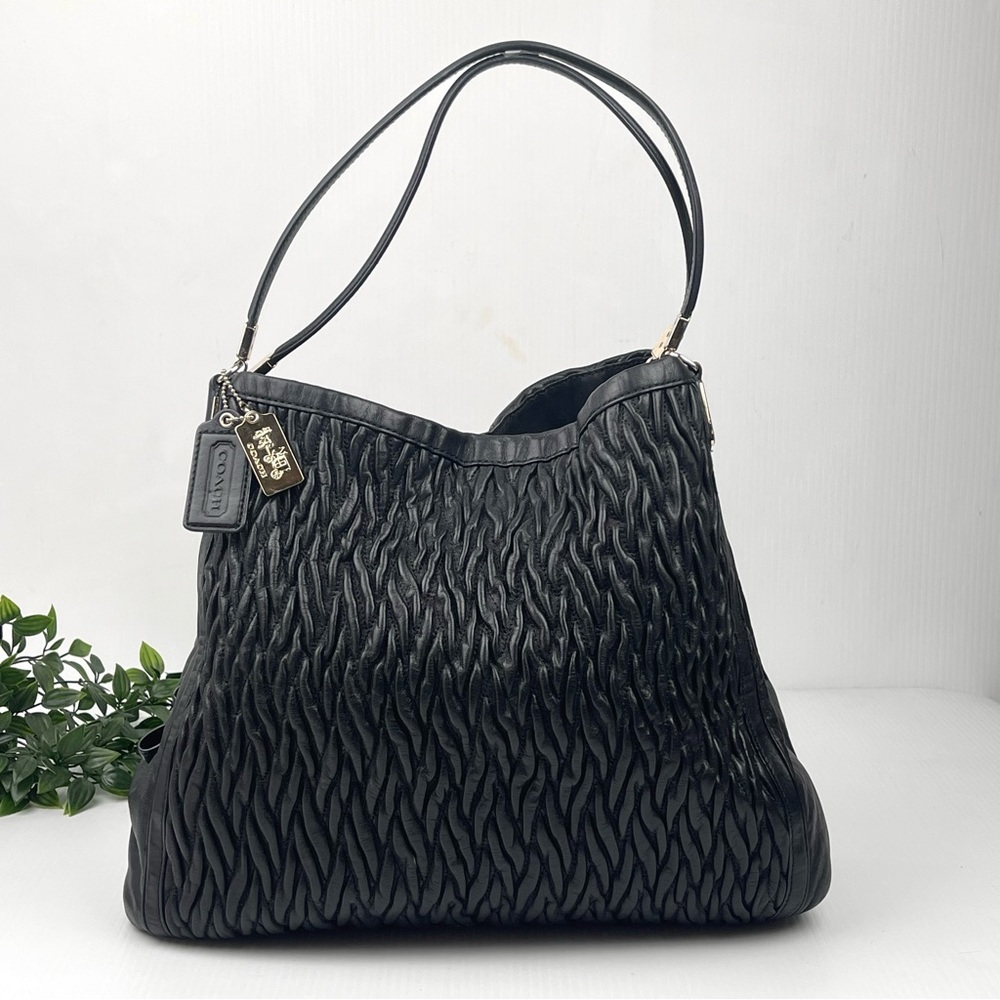 Coach Phoebe Madison Black Leather Shoulder Bag - Gem